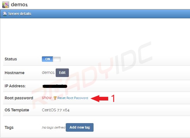 Reset Password Root Administrator ReadyIDC Service 24 Hour Support
