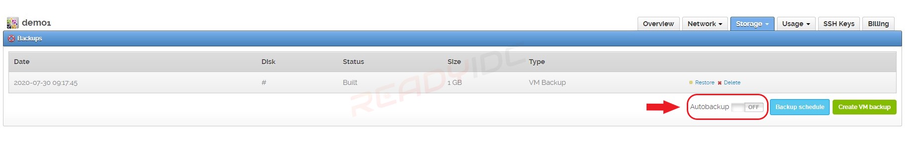Setting Auto Backup - ReadyIDC : Service 24 Hour Support