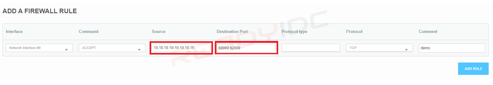 How To Add Firewall Rules - ReadyIDC : Service 24 Hour Support